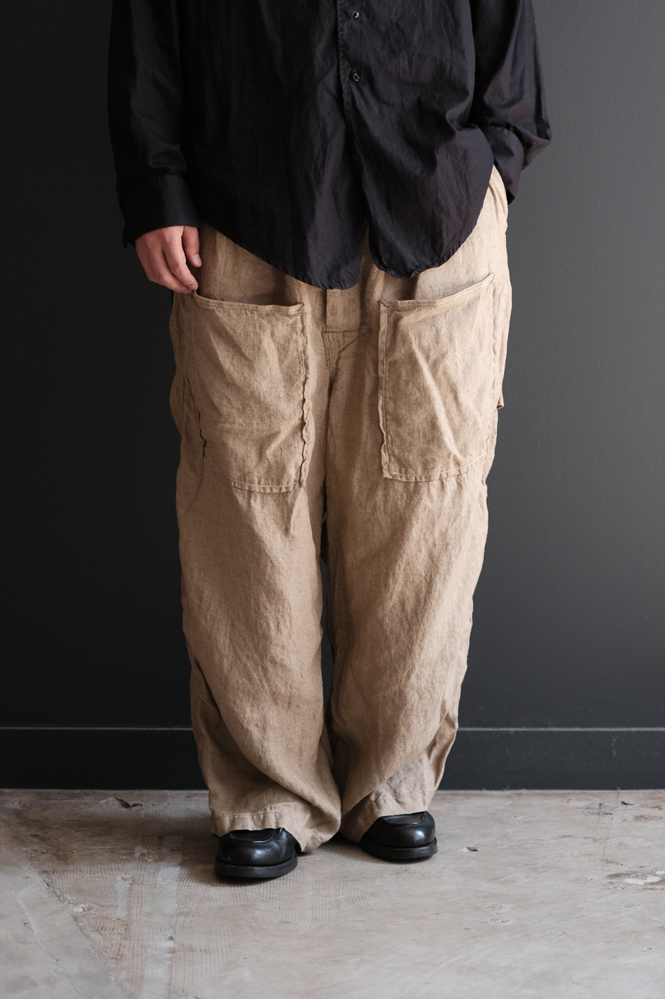 Over pants (Indigo linen washer) col.beige | Re;li